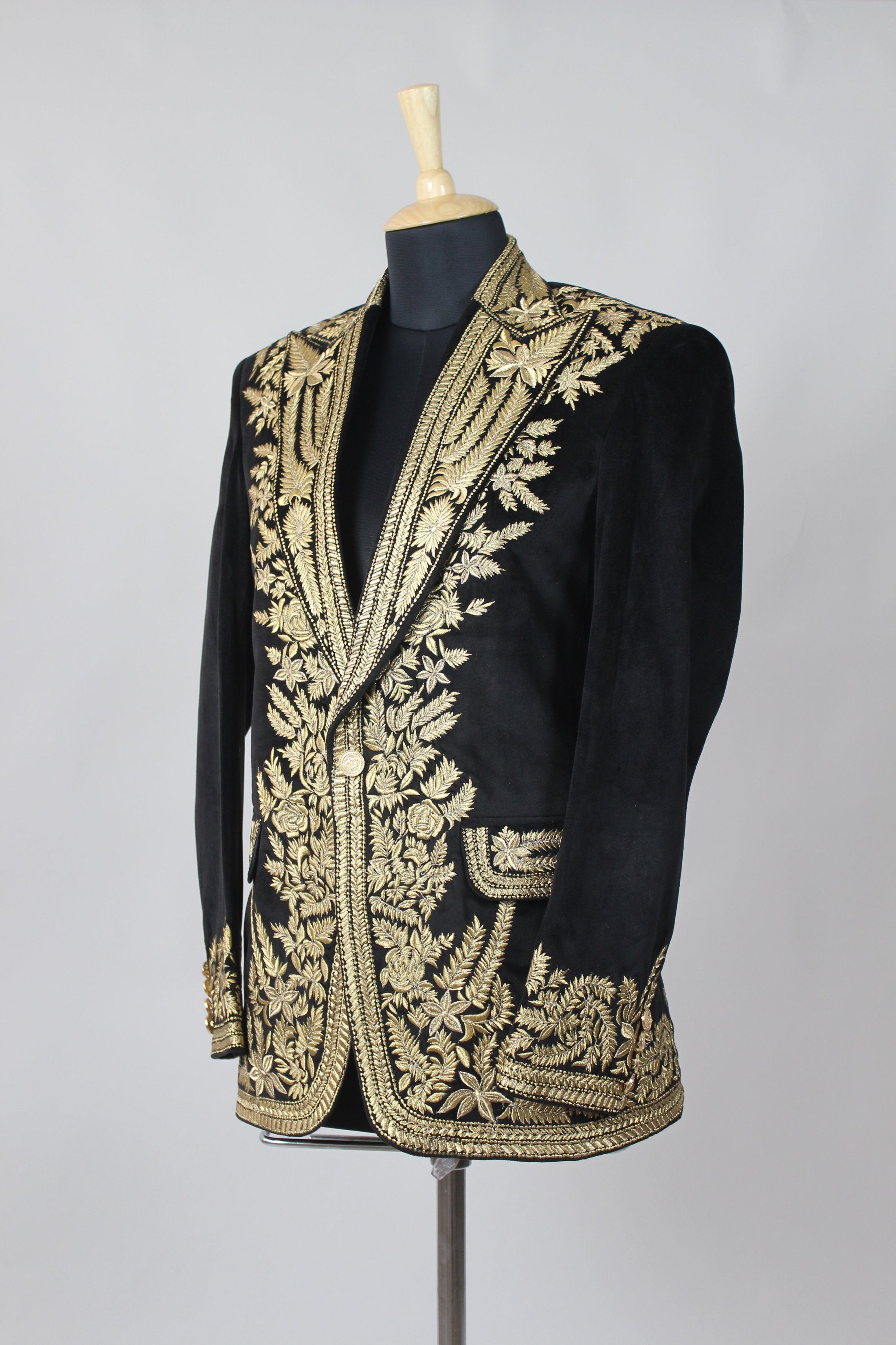 Gold Embellished Velvet Jacket | Addicted Bespoken