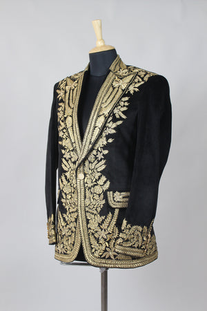 Gold Embellished Velvet Jacket | Addicted Bespoken