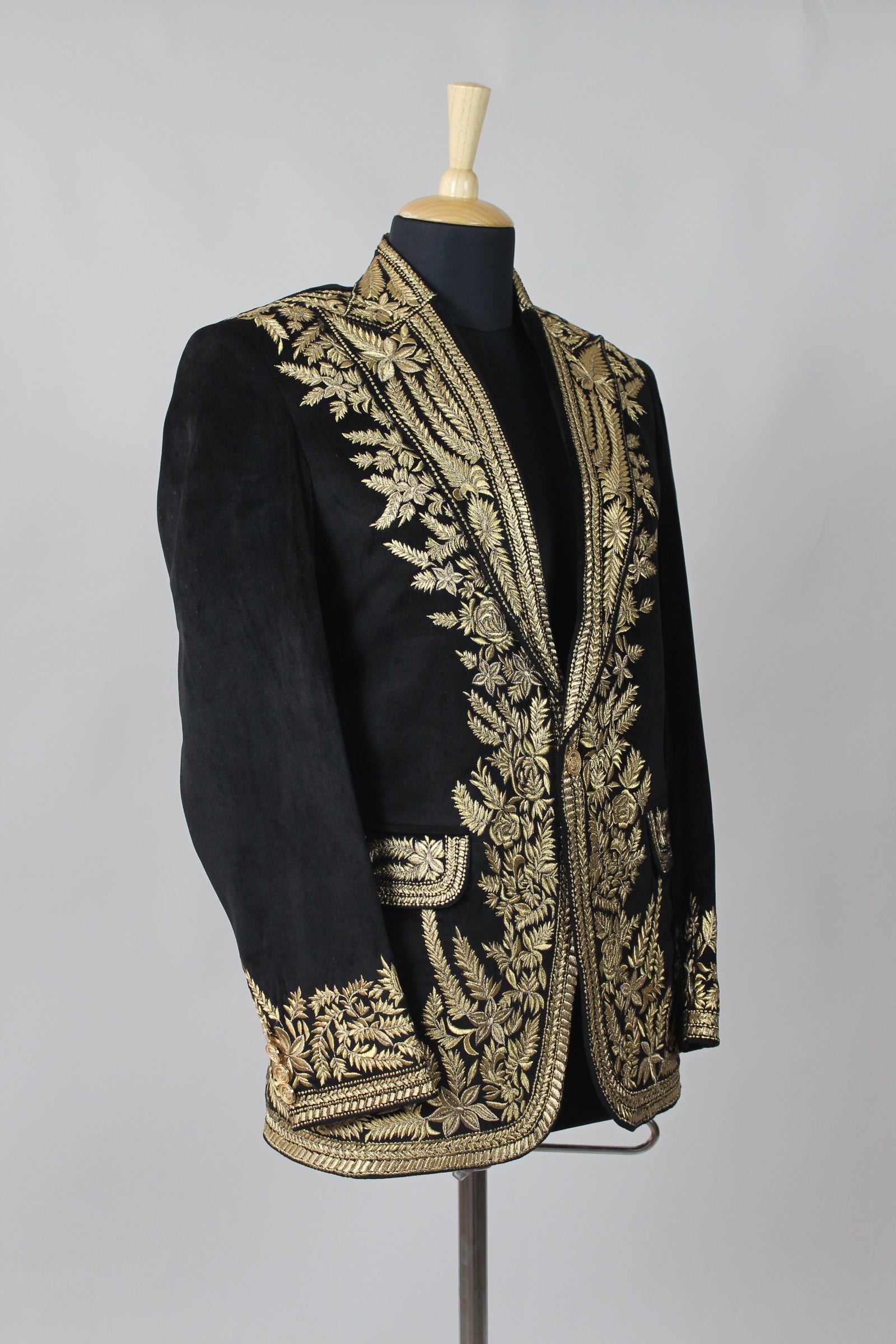 Gold Embellished Velvet Jacket | Addicted Bespoken