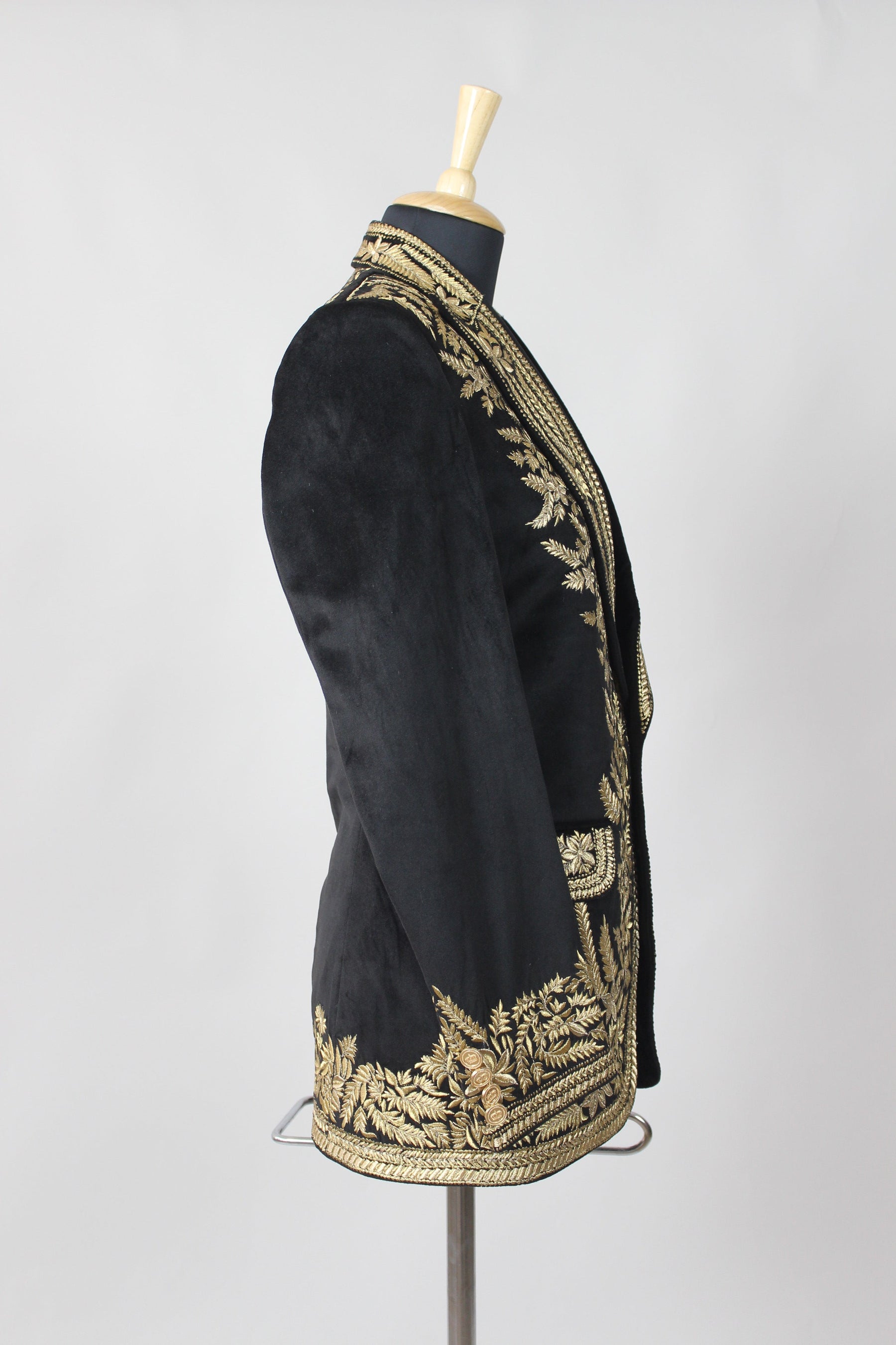 Gold Embellished Velvet Jacket | Addicted Bespoken