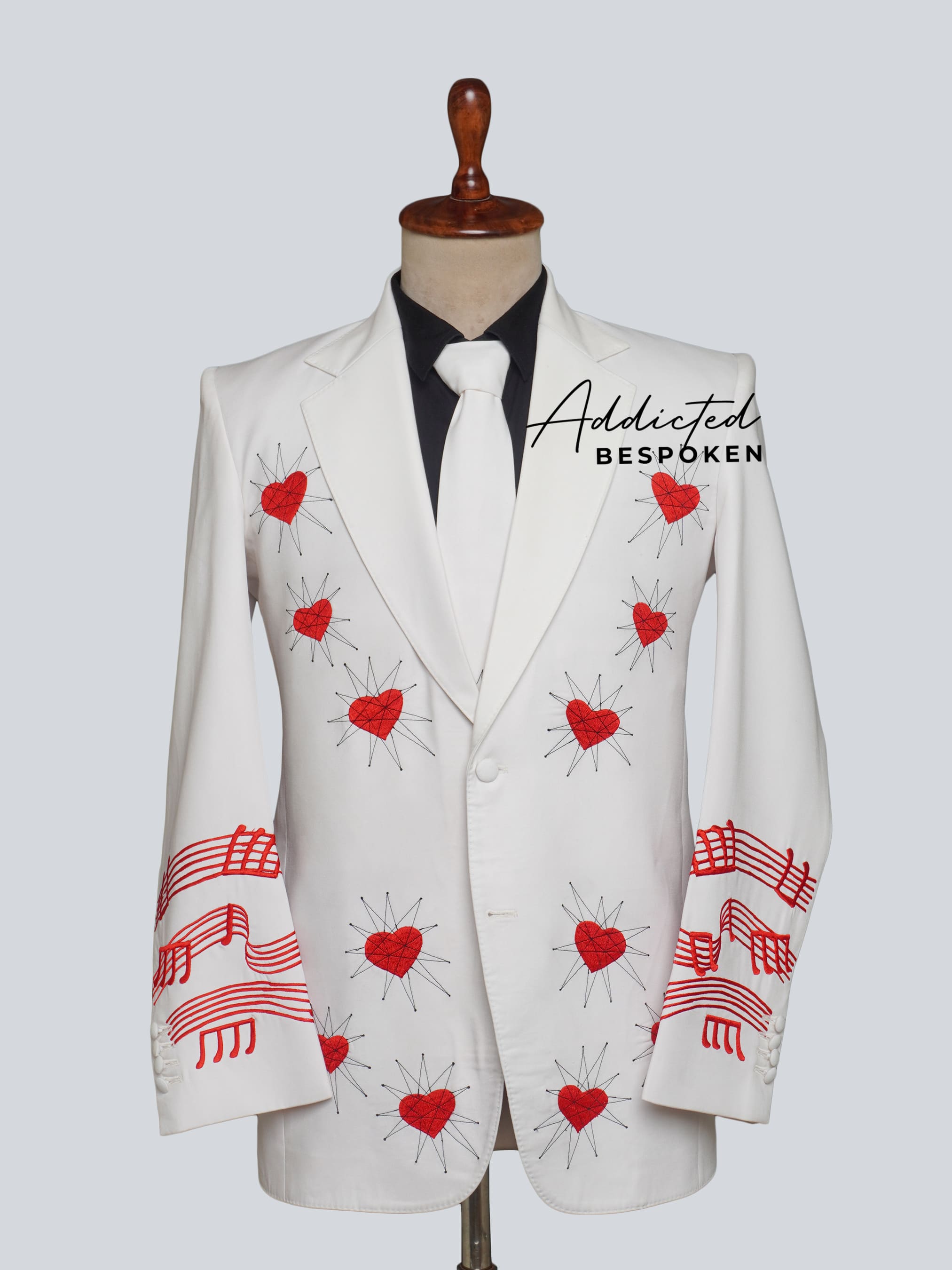Hearts & Music Notes Embroidered Suit | Addicted Bespoken
