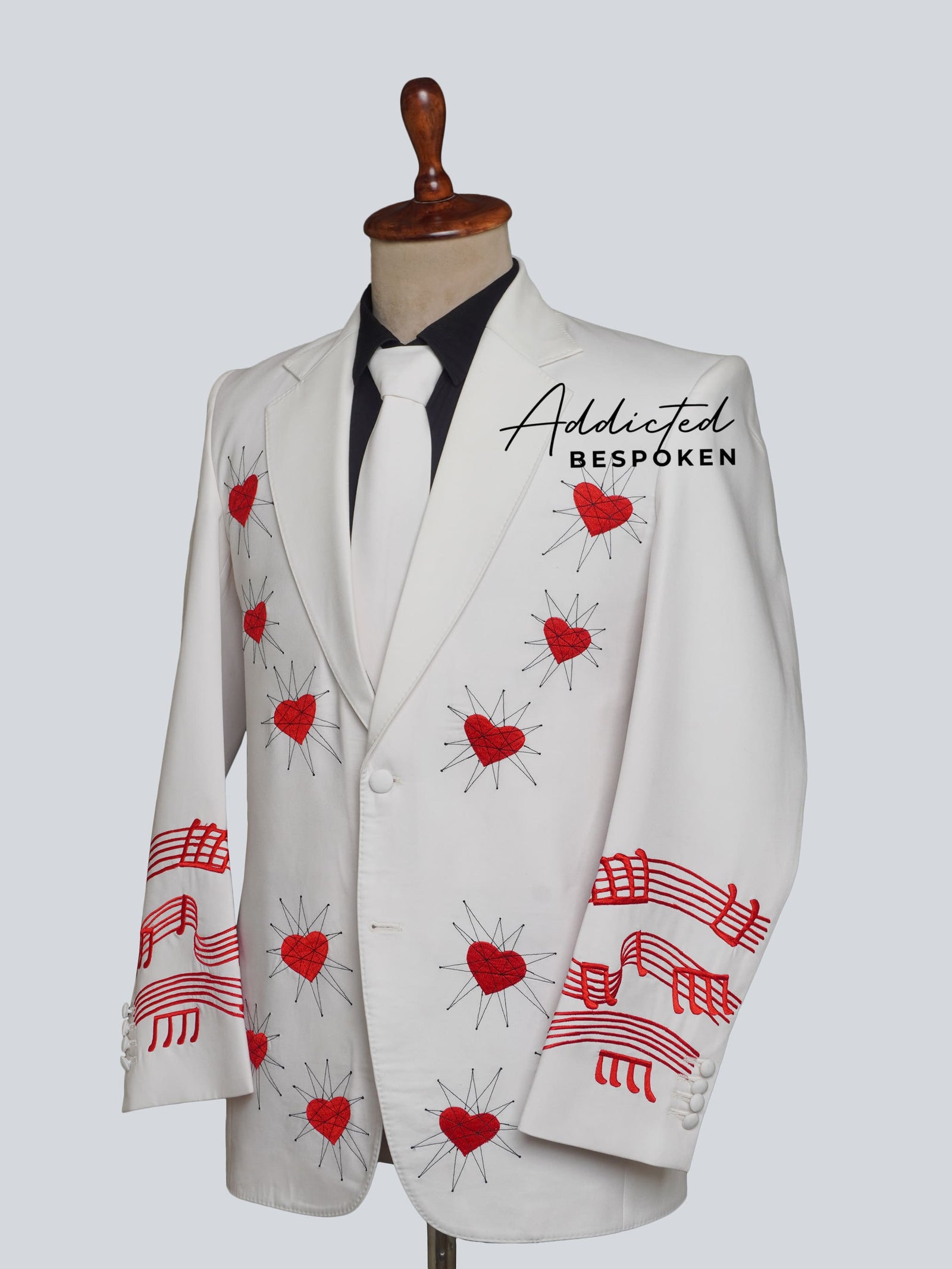 Hearts & Music Notes Embroidered Suit | Addicted Bespoken